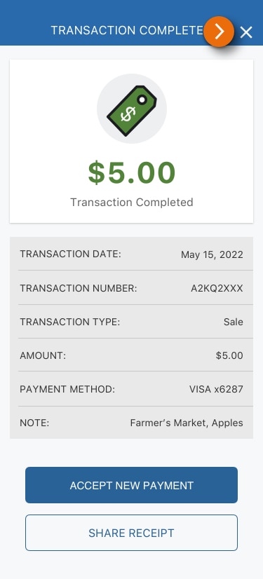 Accept Payment–Enter Card Details